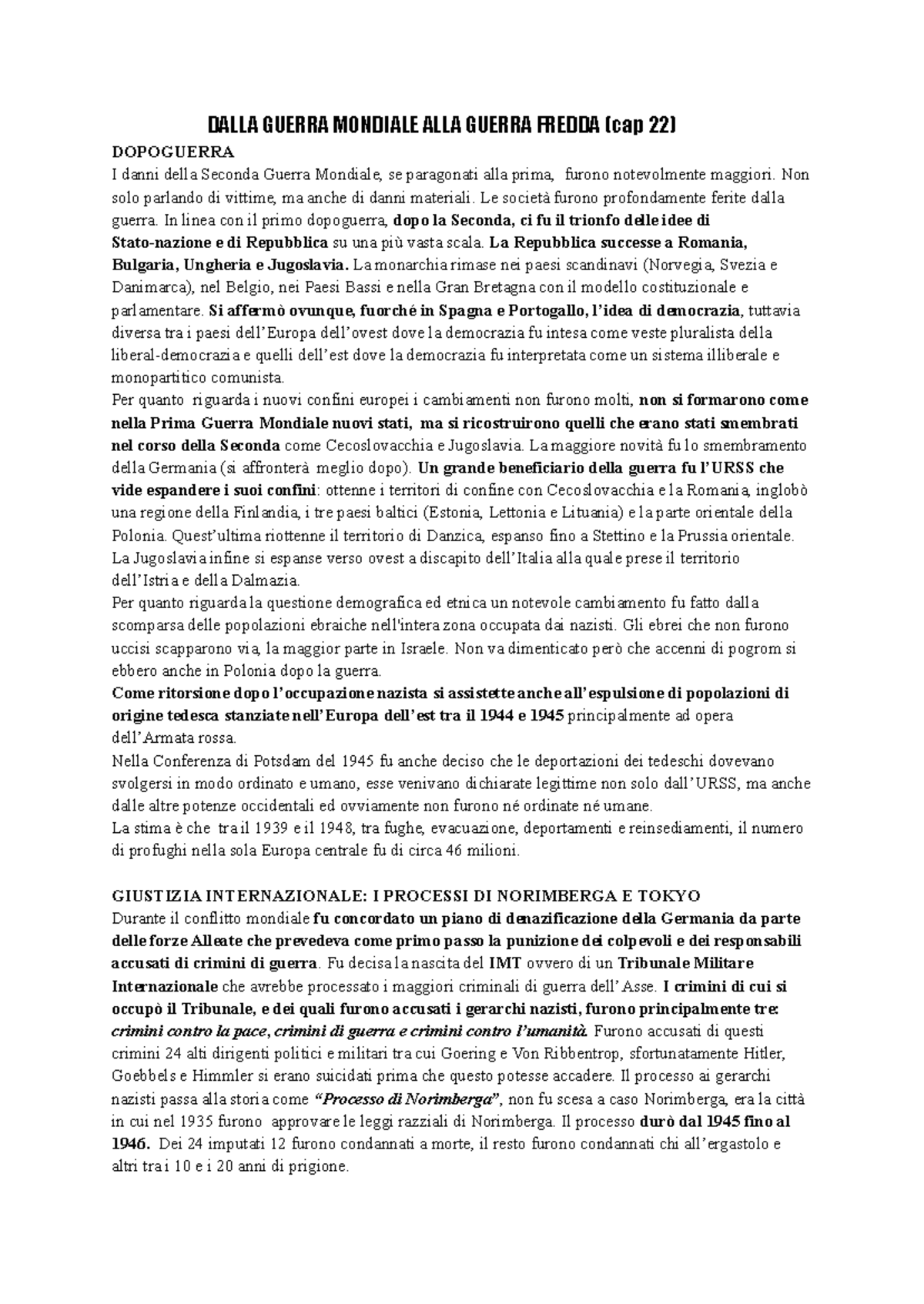 Storia Contemporanea: Dalla Seconda Guerra Mondiale alla Guerra Fredda ...