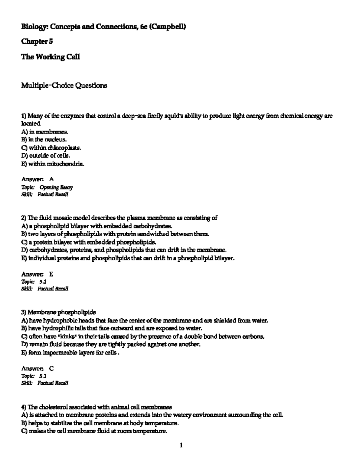 CC6 05 Test Bank - Chapter 5 The Working Cell Questions and Answers ...