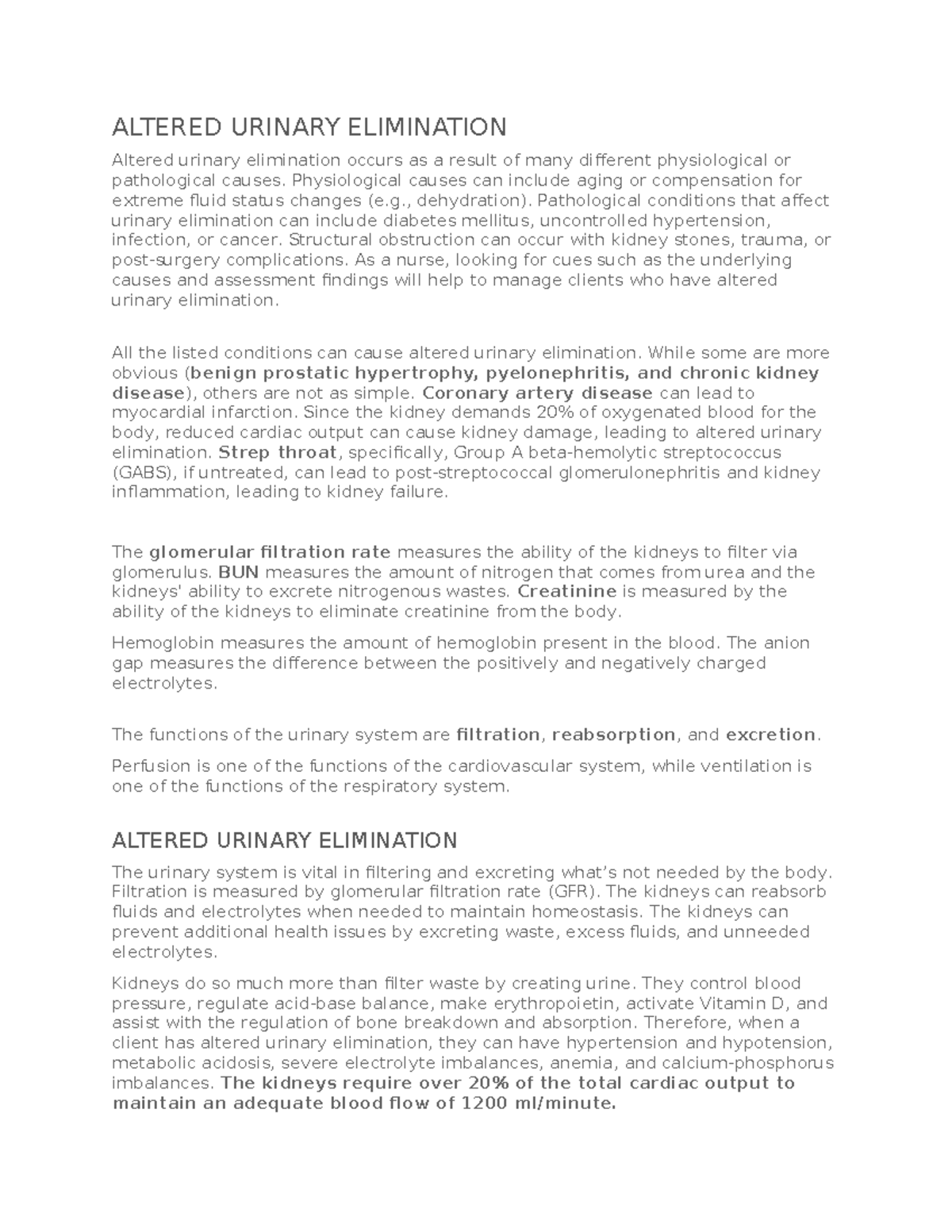 Adult Health II Edapt: Week 2 - Altered Urinary Elimination Insights ...