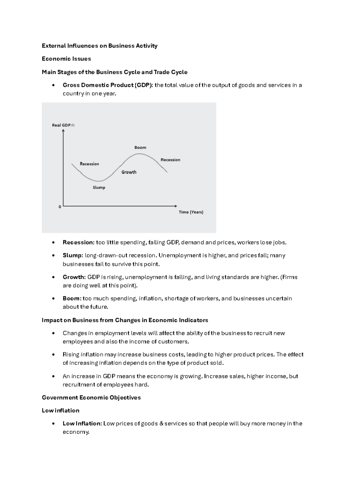 Economic Issues and Business Activity: Section 6 Notes (ECO101) - Studocu