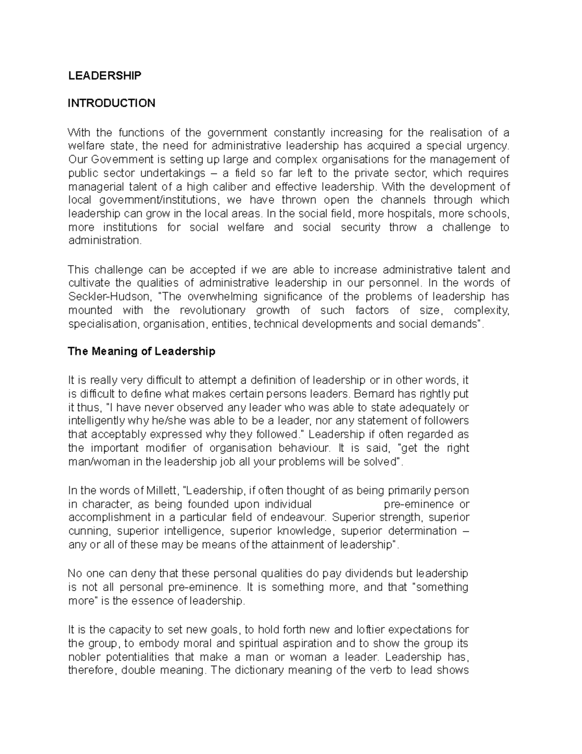 Public Administration - Leadership: Key Concepts and Qualities - Studocu