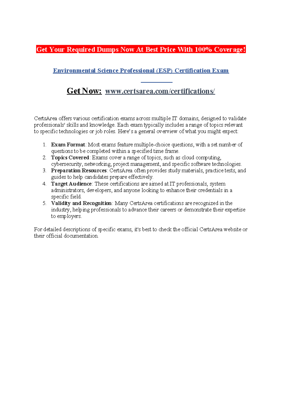 Environmental Science Professional (ESP) Certification Exam - Get Your ...