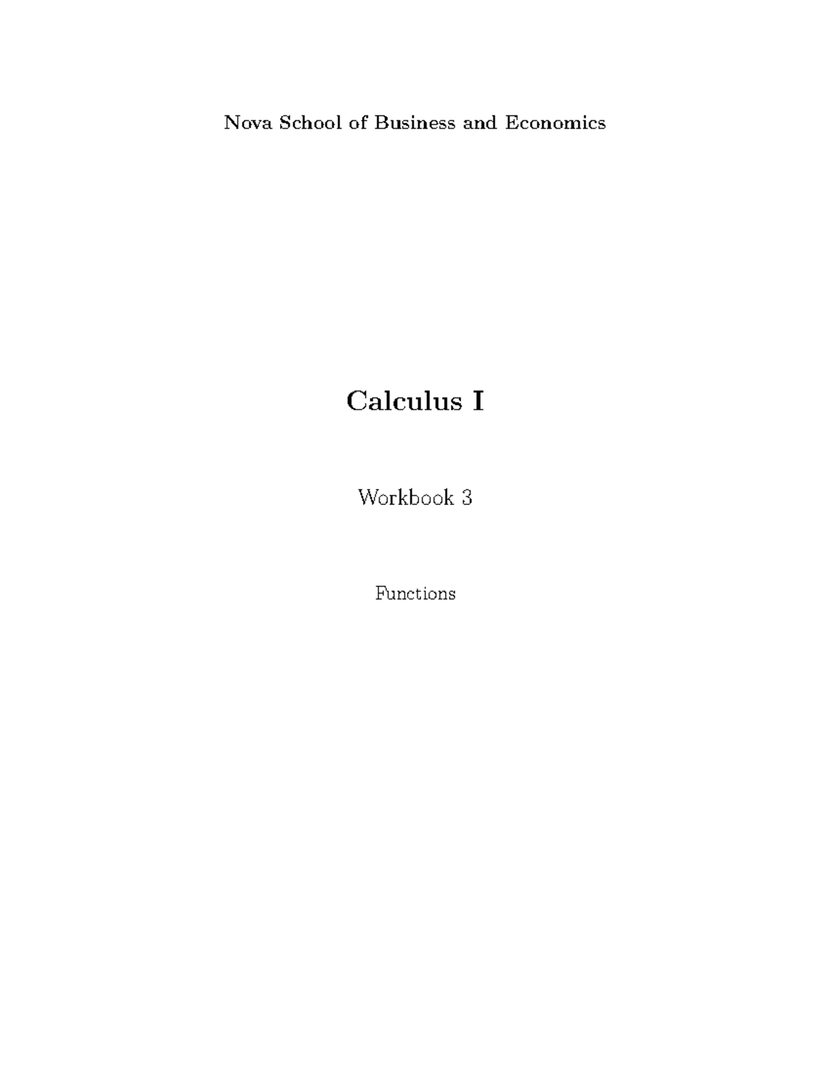 Calculus I Workbook 3: Functions, Limits, and Continuity Concepts - Studocu