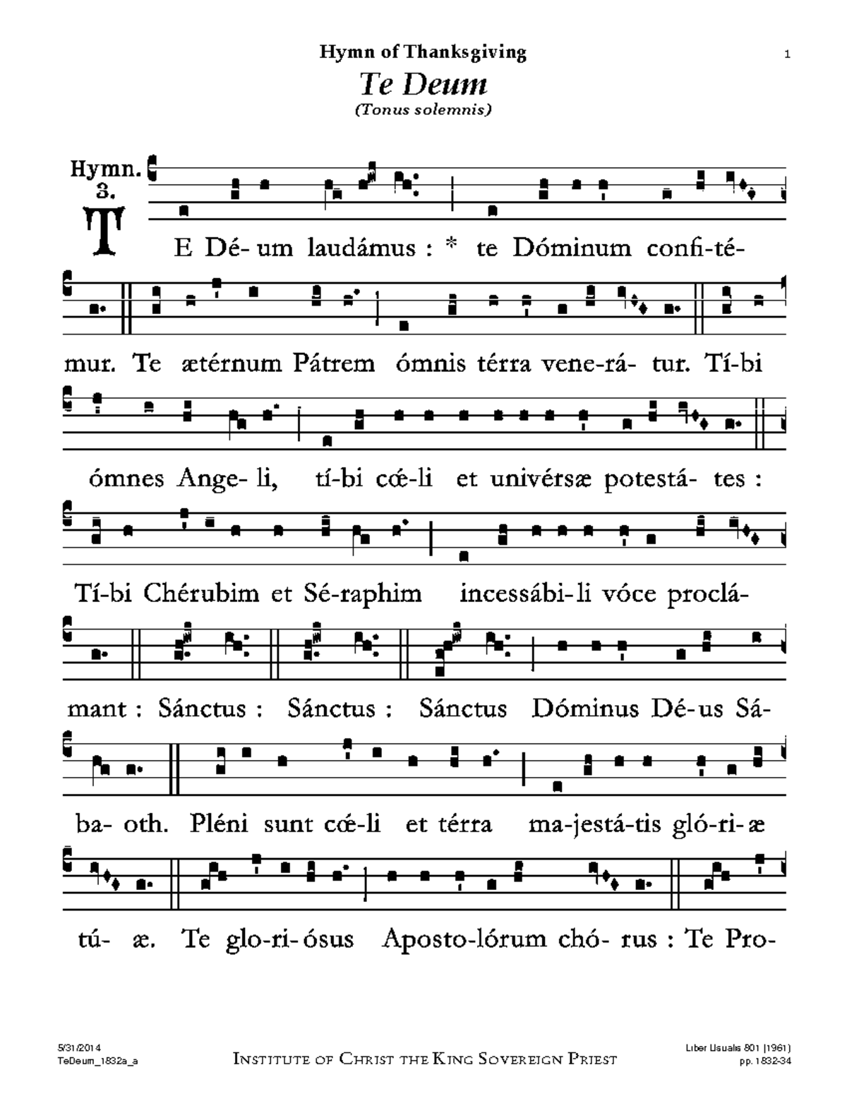 Te Deum: Hymn of Thanksgiving - Liber Usualis 801 (1961) - Studocu