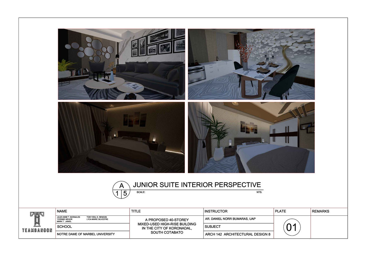 ARCH 142 Junior Suite Interior Perspective - NTS - Studocu