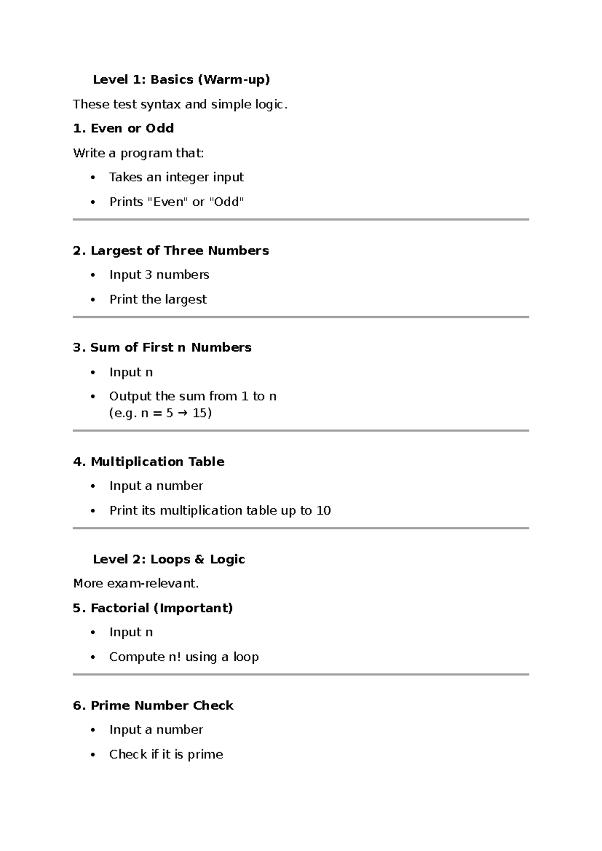 Python Exercises: Level 1-4 Logic & Functions for Beginners - Studocu