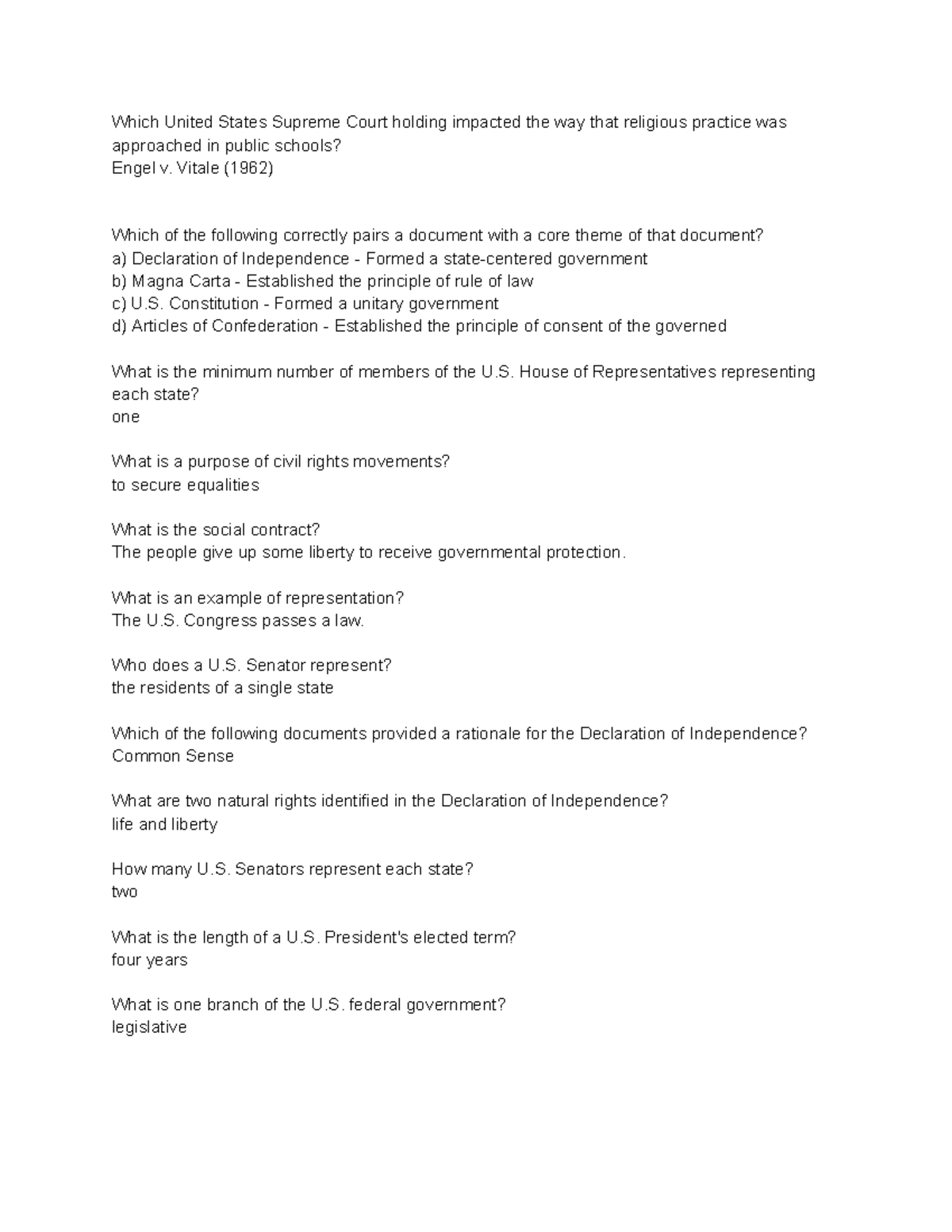 U.S. Constitution & Supreme Court Cases Study Guide (Final Exam) - Studocu