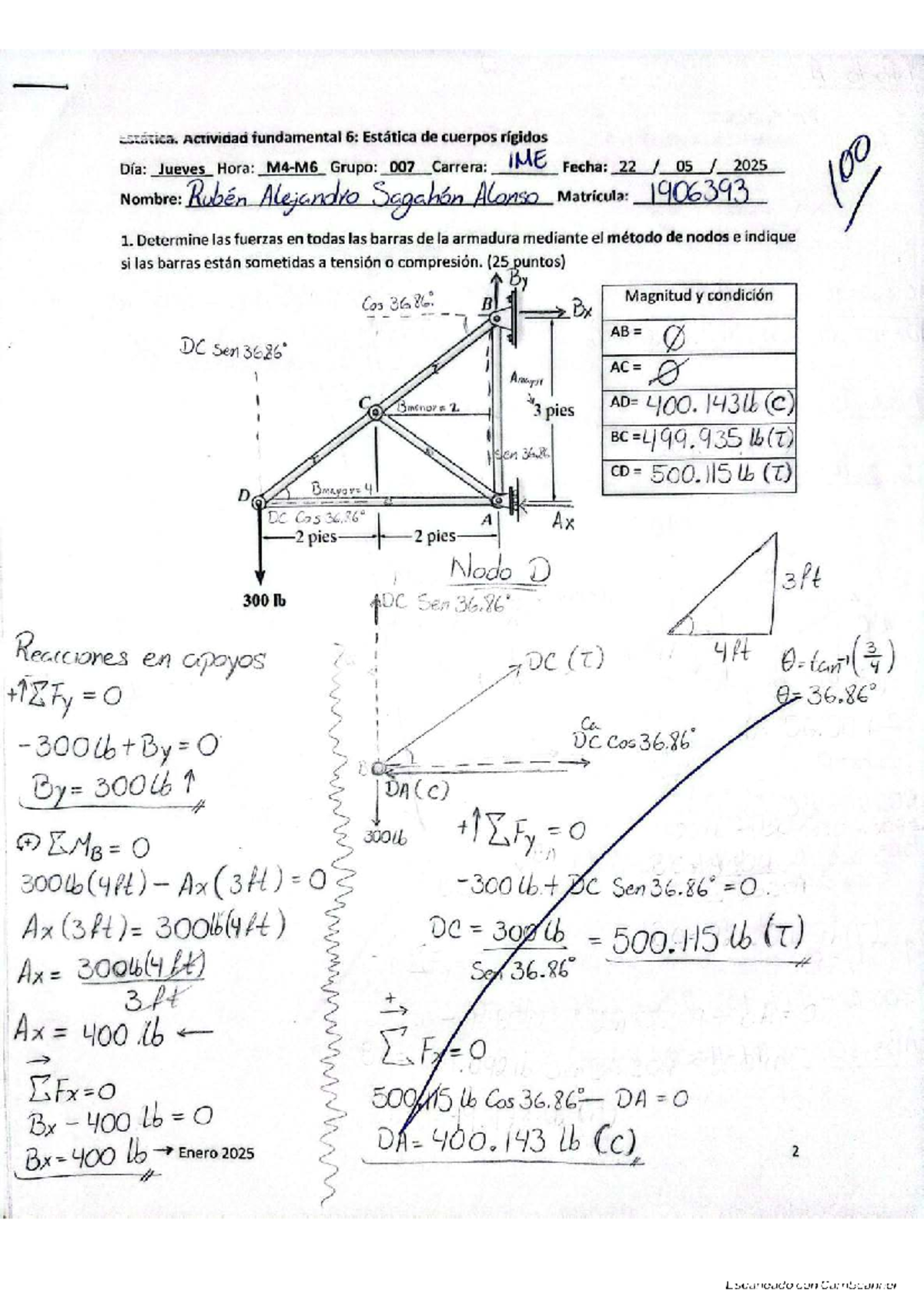 Estática: Actividad Fundamental 6 - Cuerpos Rígidos (IME) - Studocu