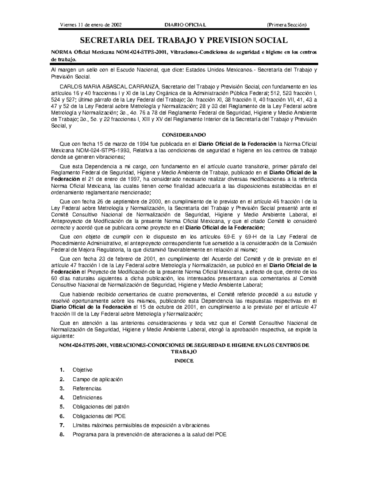 NOM 005 STPS 2017 - Norma 5 2017 - DOF: 22/06/ PROYECTO de Norma Oficial Mexicana - Studocu