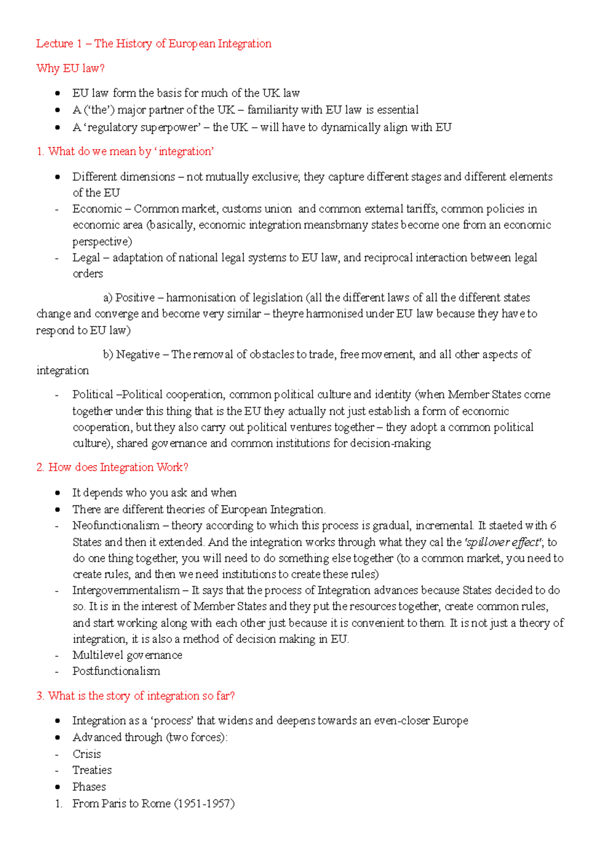 EU Law Exam Notes: Key Concepts and Case Studies for Semester - Studocu