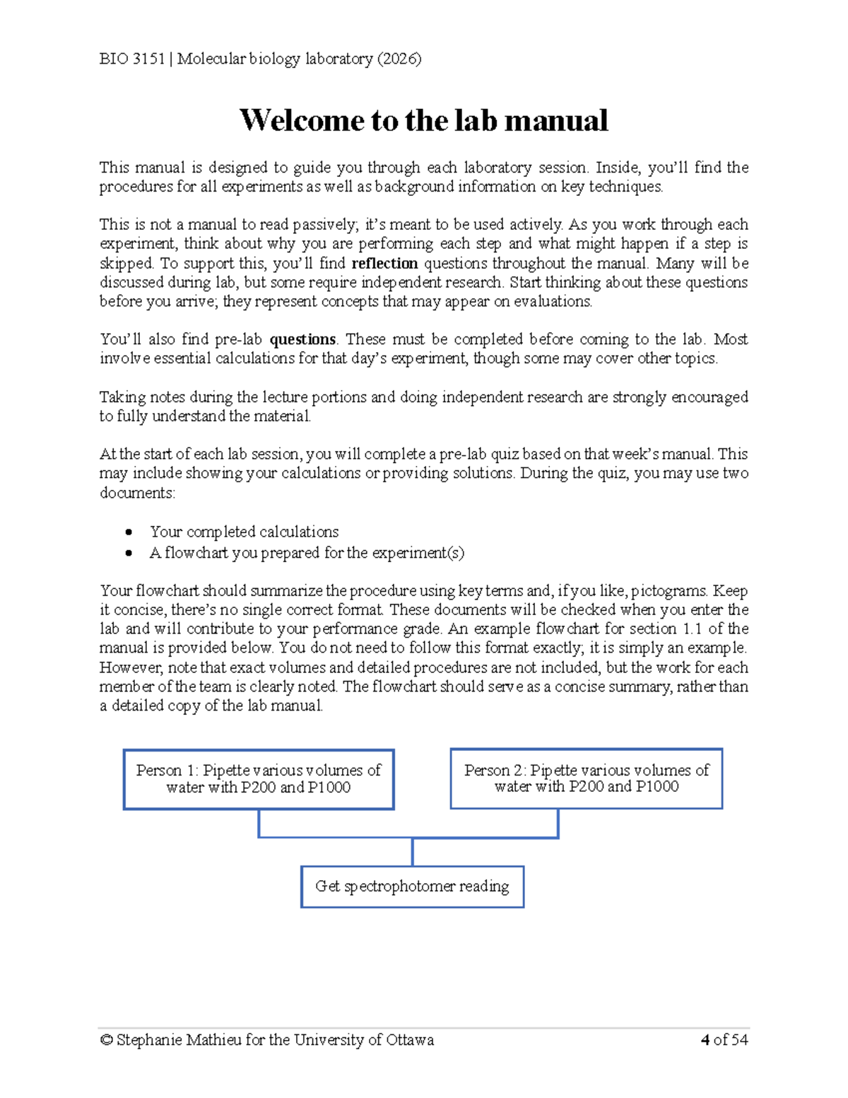 BIO 3151 Molecular Biology Lab Manual (2026) - Lab 1 Techniques Guide ...