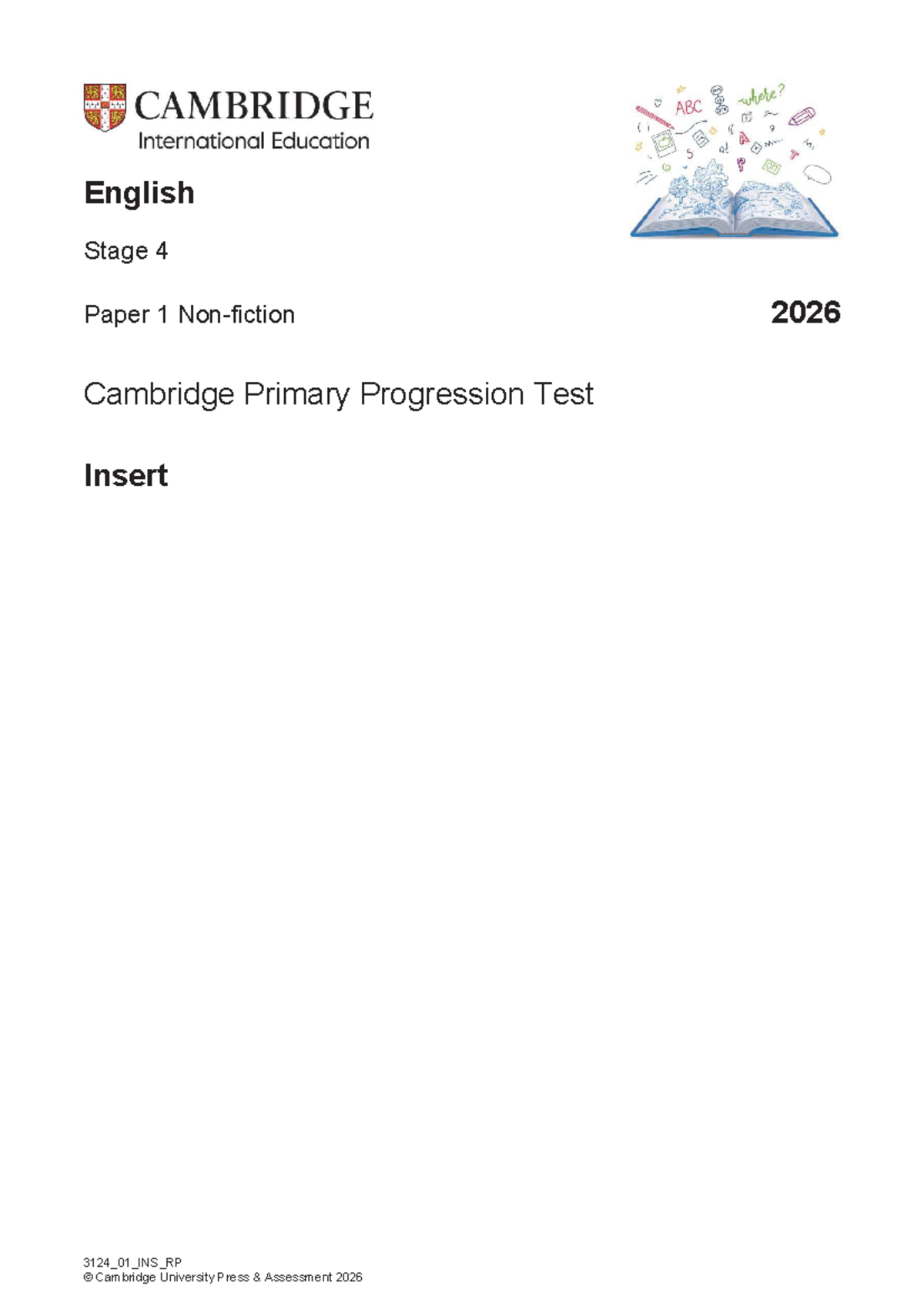 English Stage 4 Paper 1 Progression Test Insert 3124_01 2026 - Studocu