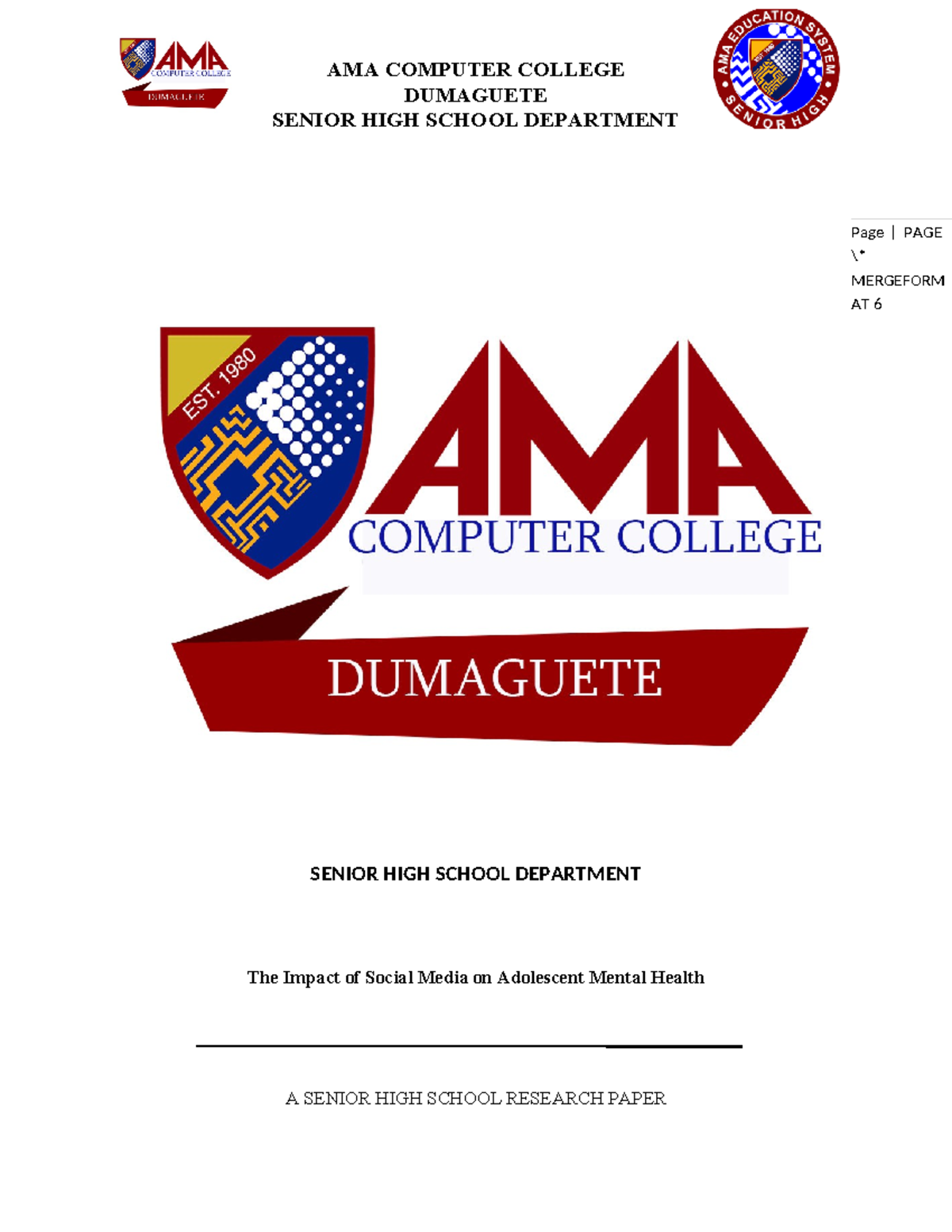 Impact of Social Media on Adolescent Mental Health - G12 Research Paper ...