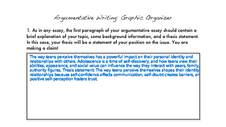 Argumentative Essay Graphic Organizer: Self-Perception Impact - Studocu