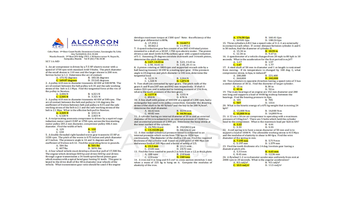 Set 1A - MD: Machine Design Problems and Solutions - Studocu