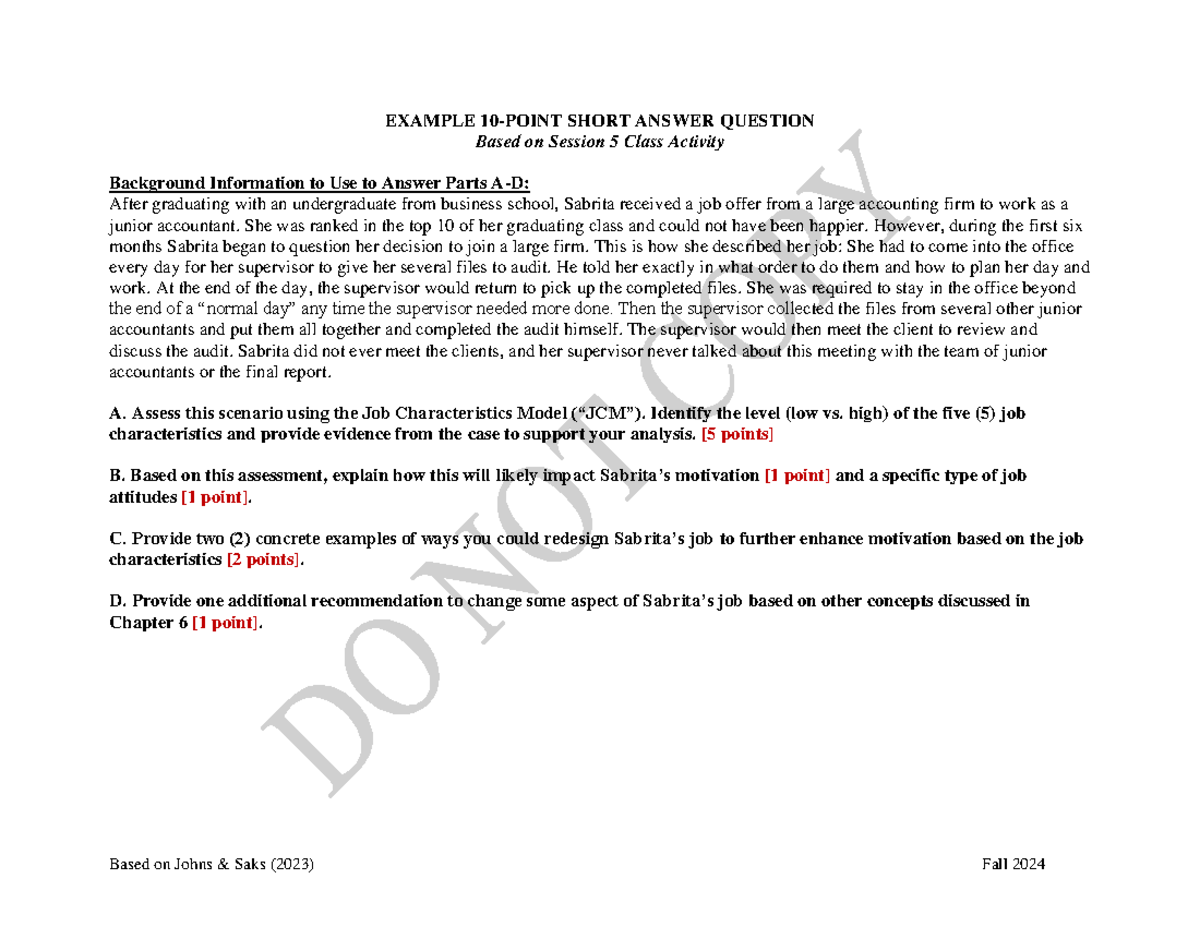 Session 5 Activity - Example Short Answer Question Analysis - Studocu