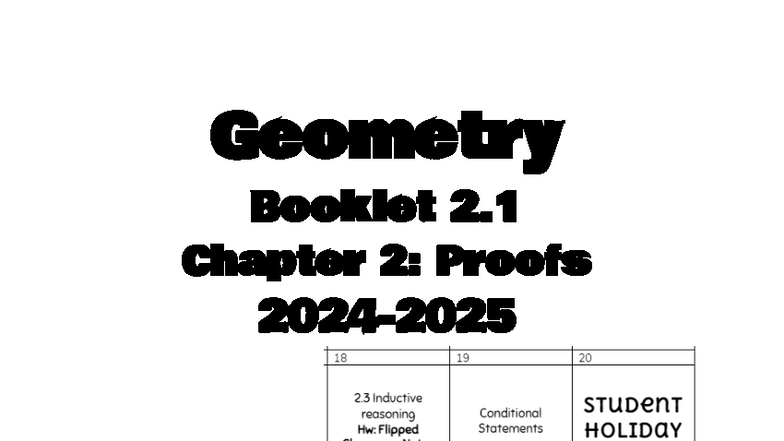 Geometry Booklet 2.1: Proofs & Inductive Reasoning Notes (Key) - Studocu
