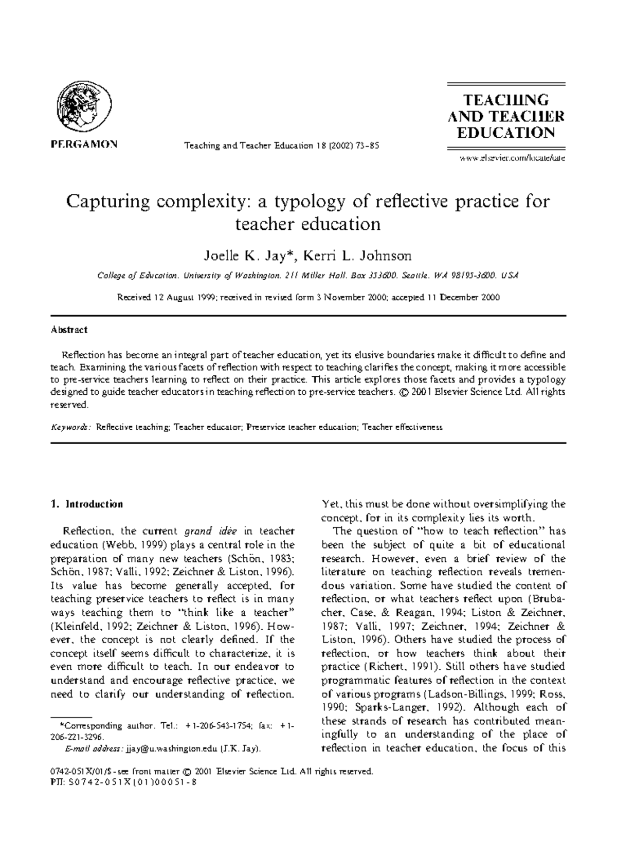 Typology of Reflective Practice in Teacher Education (EDUC 402) - Studocu