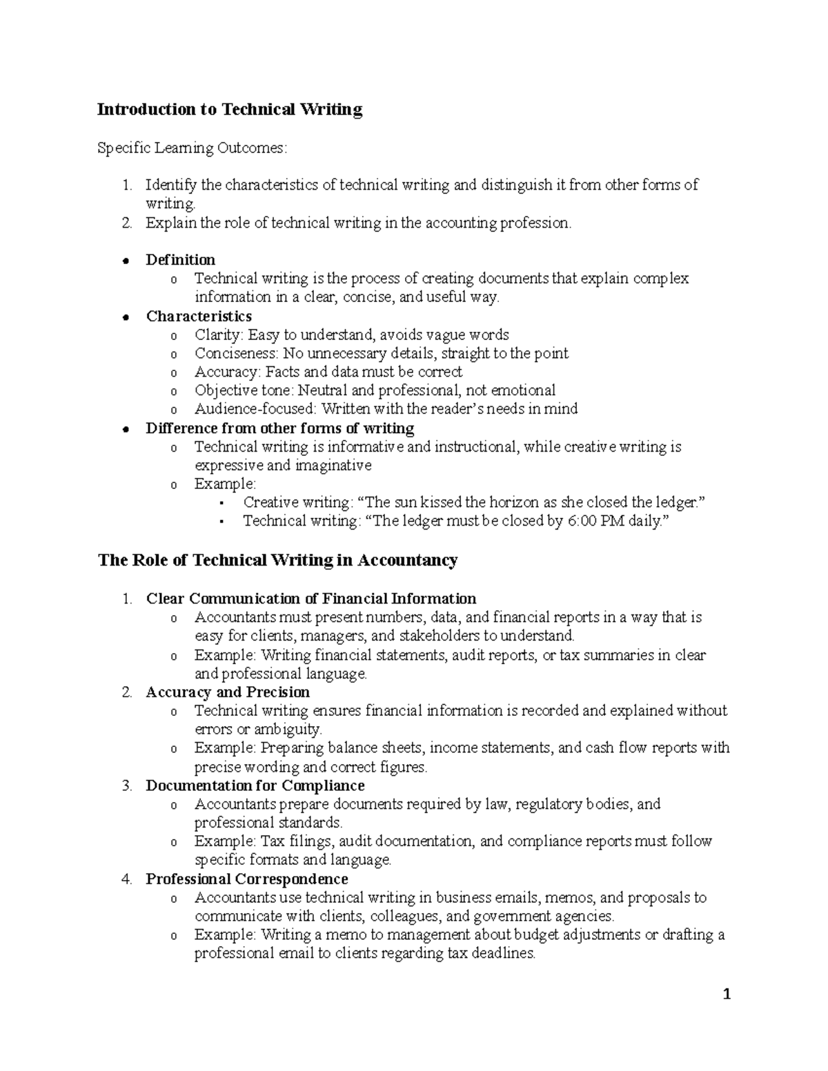 Technical Writing (ENG 101) Midterm Study Handouts - Studocu