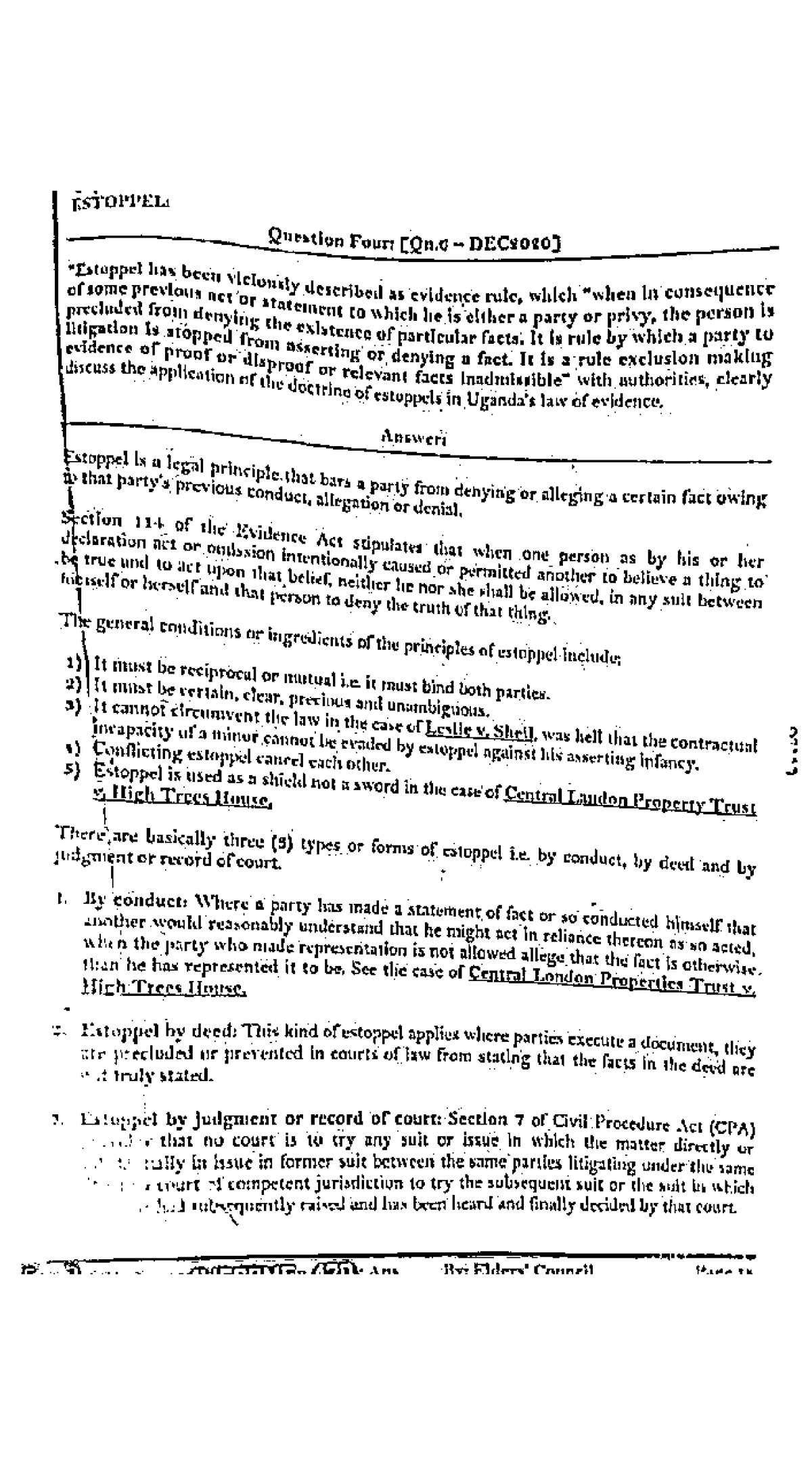 Estoppel Principles and Case Law - Summary Notes - Studocu