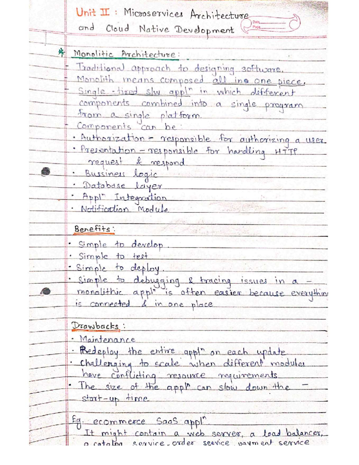 DevOps Unit II: Microservices Architecture & Cloud Native Development - Studocu