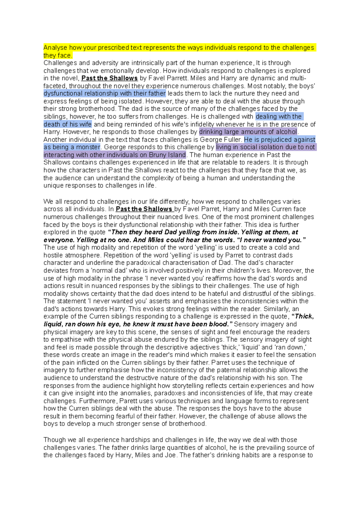 ENG101 Essay Notes: Responses to Challenges in "Past the Shallows ...