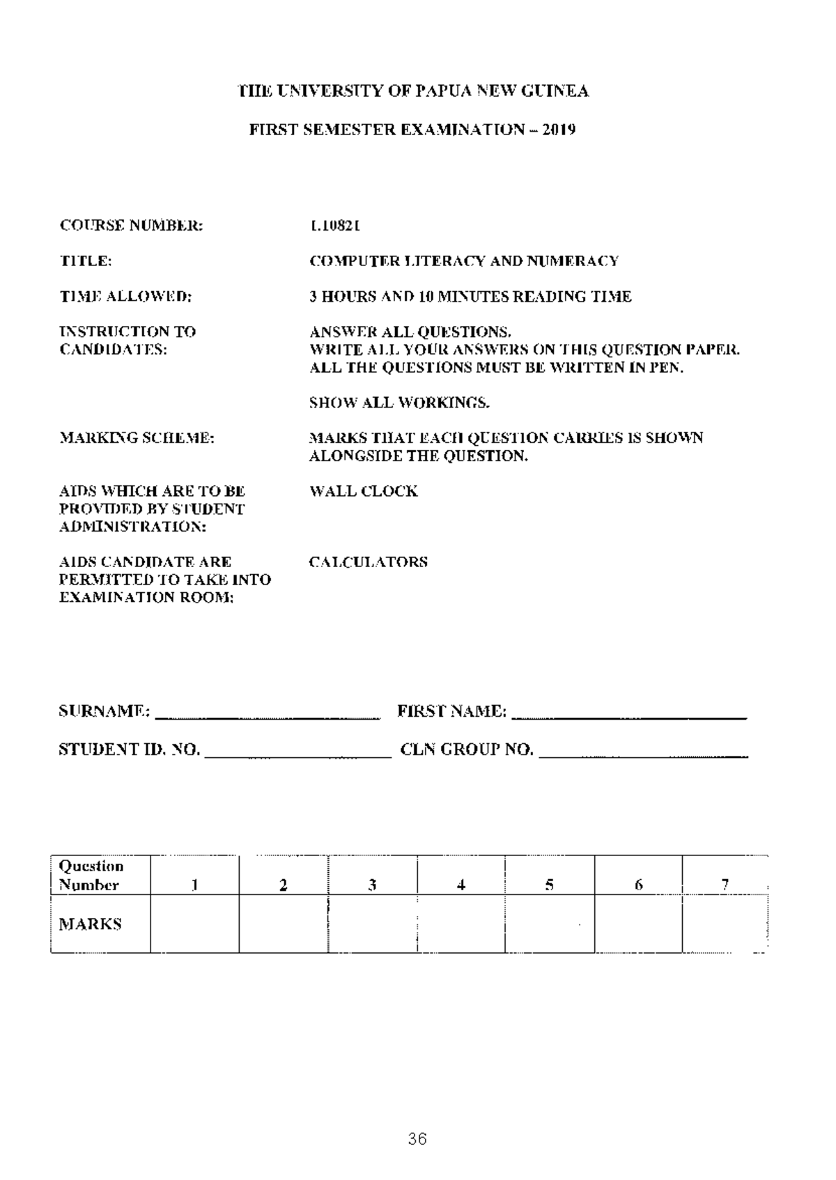 1.10821 Final Exam: Computer Literacy and Numeracy 2019 - Studocu