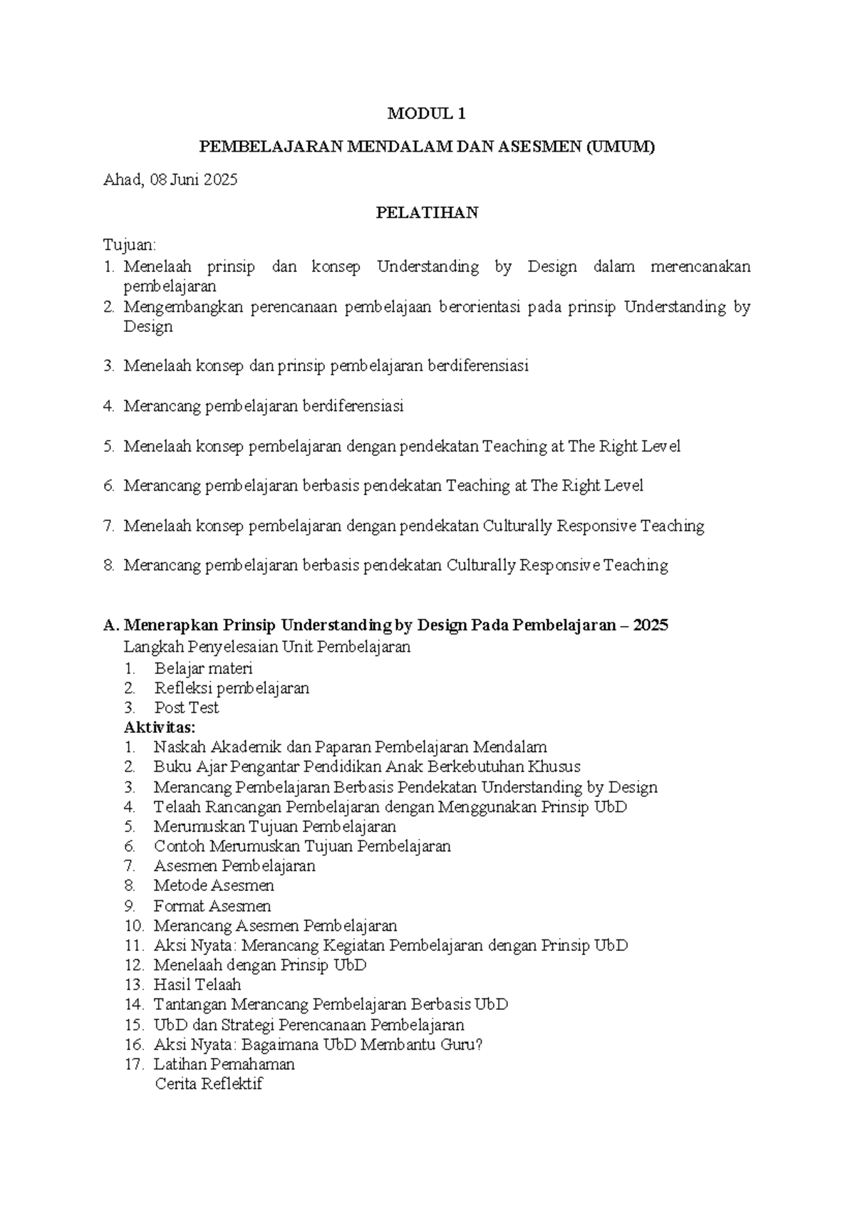 Modul 1 PPG: Pembelajaran Mendalam & Asesmen (Umum) 2025 - Studocu