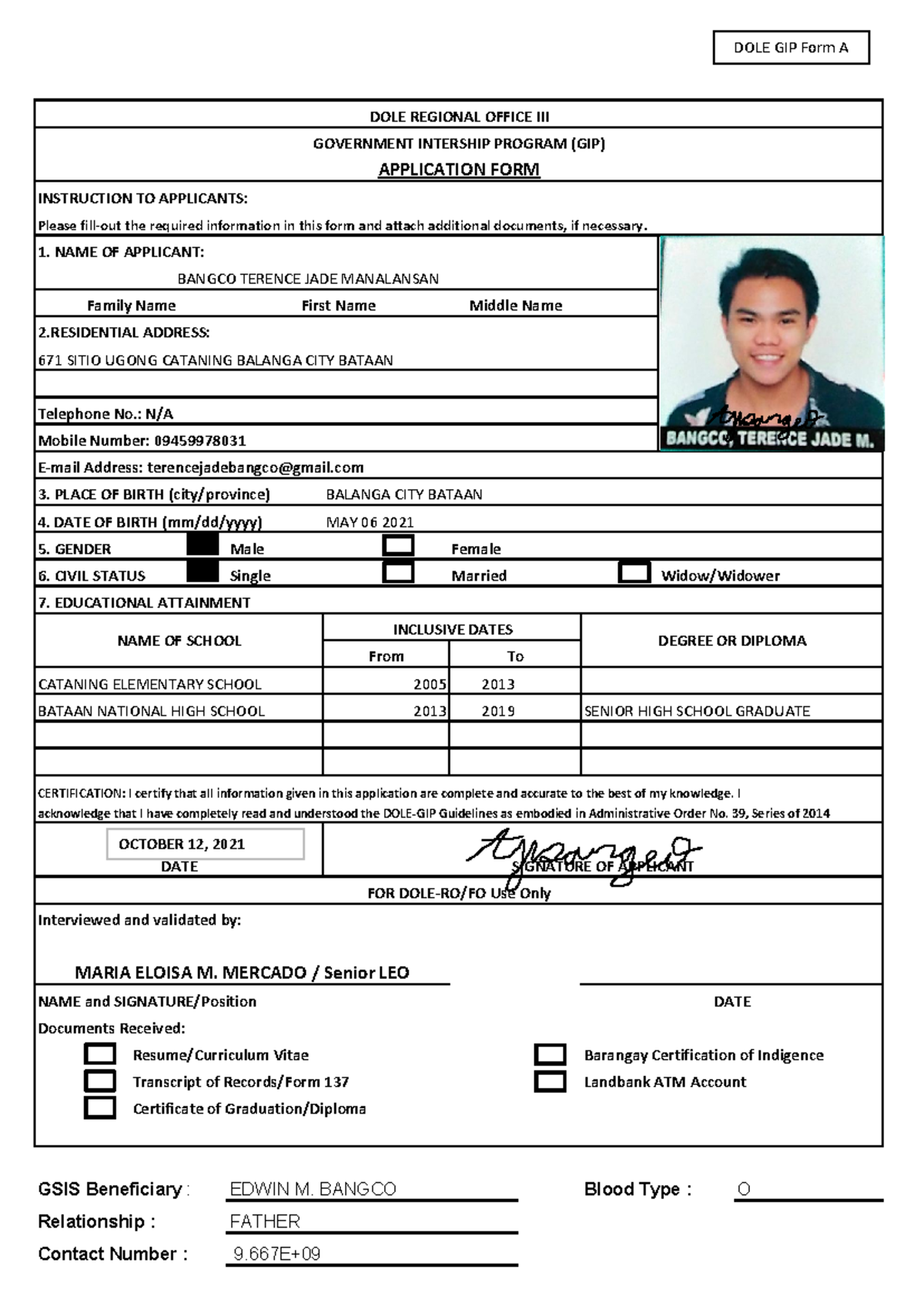 GIP Application Form for Government Internship Program (GIP) - Studocu
