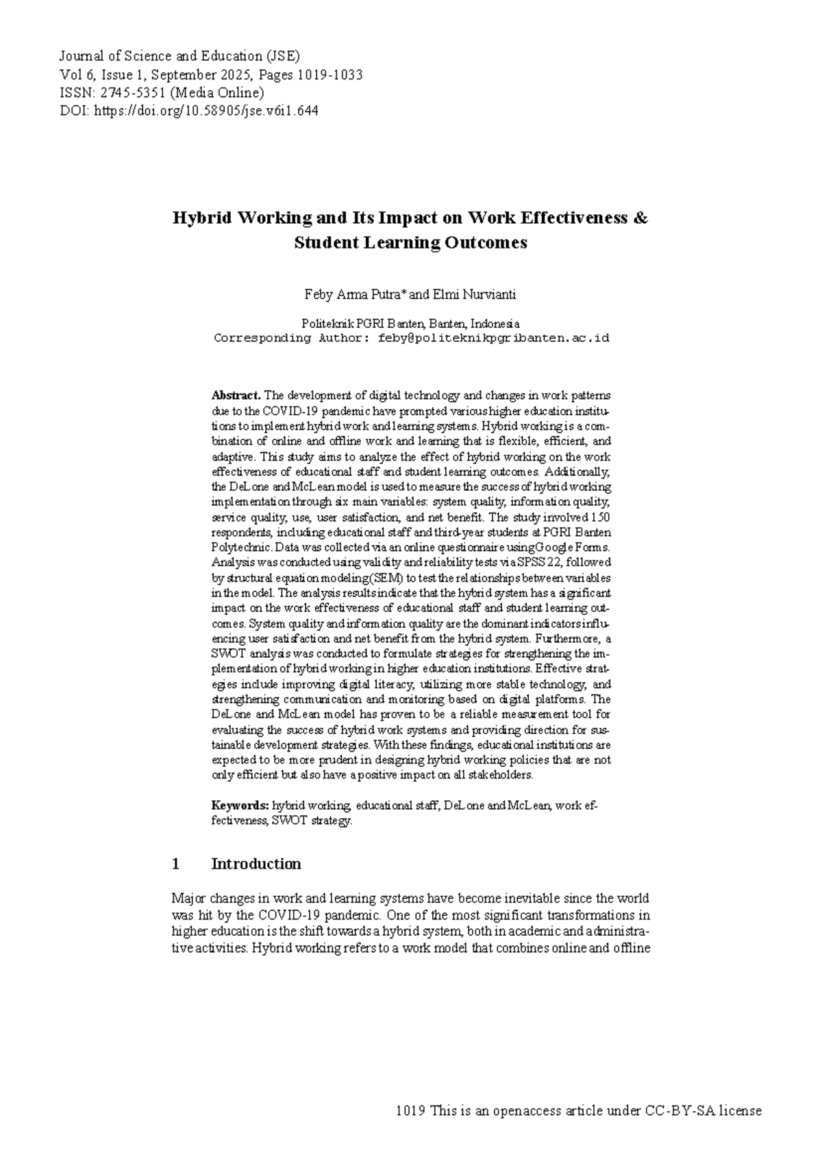 Impact of Hybrid Working on Work Effectiveness and Student Outcomes ...