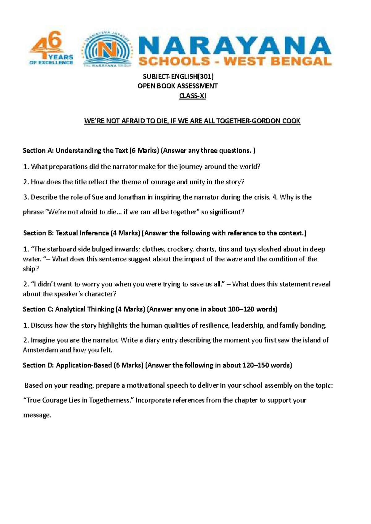 OPEN BOOK ASSESSMENT: WE'RE NOT AFRAID TO DIE - Analysis & Insights ...