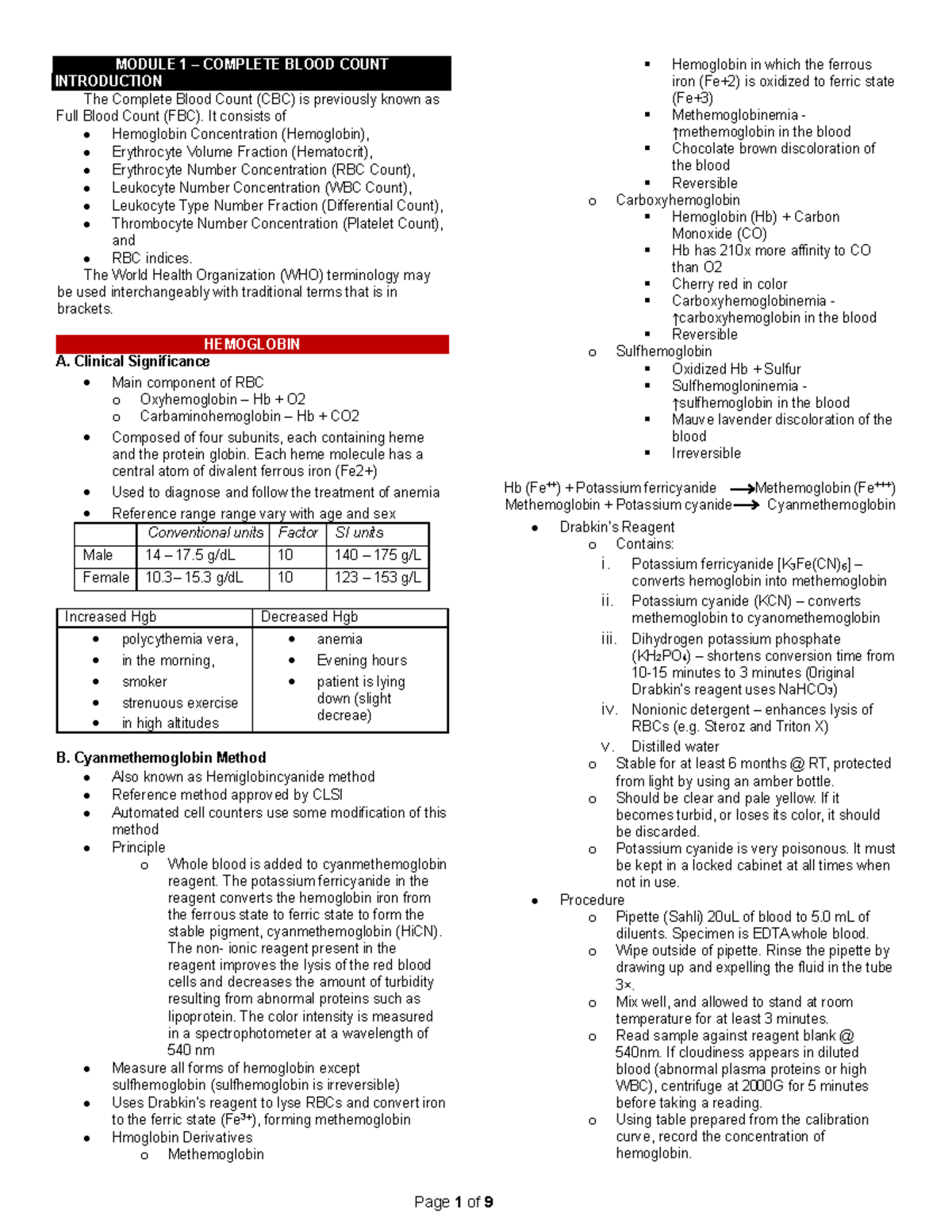 CBC 101 - Comprehensive Guide to Complete Blood Count Basics - Studocu