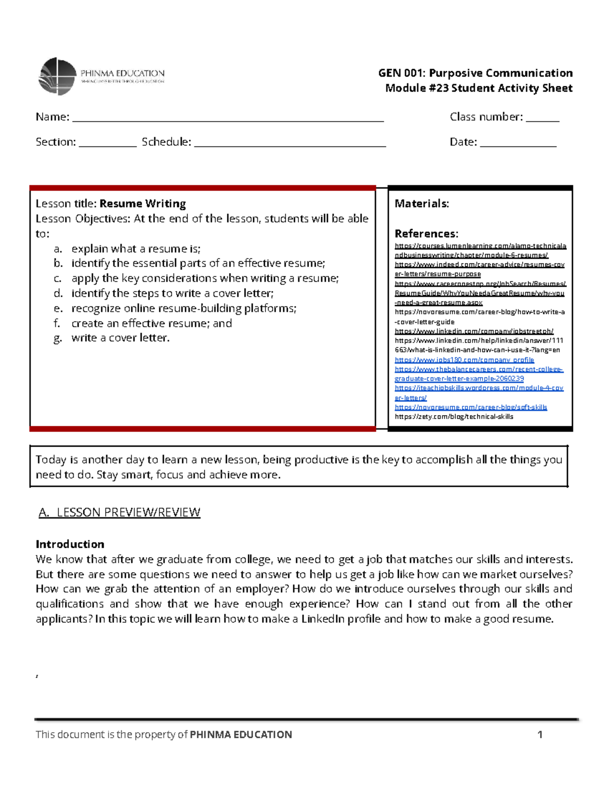 GEN 001 SAS 23 - GEN 001 MODULE 23 SAS - Module #23 Student Activity ...