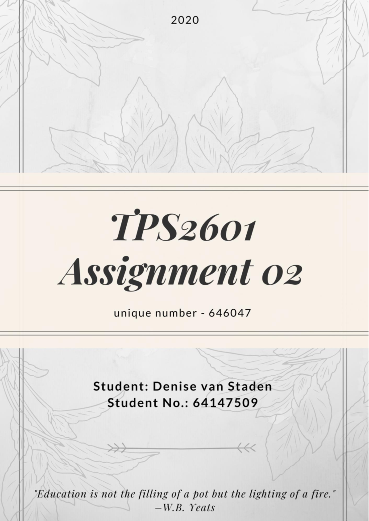 TPS2601 Teaching Practice Report for Denise van Staden - Studocu
