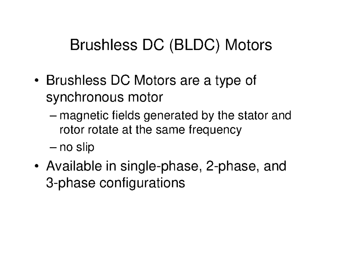 BLDC Motors: Working Principles & Construction Overview - Studocu