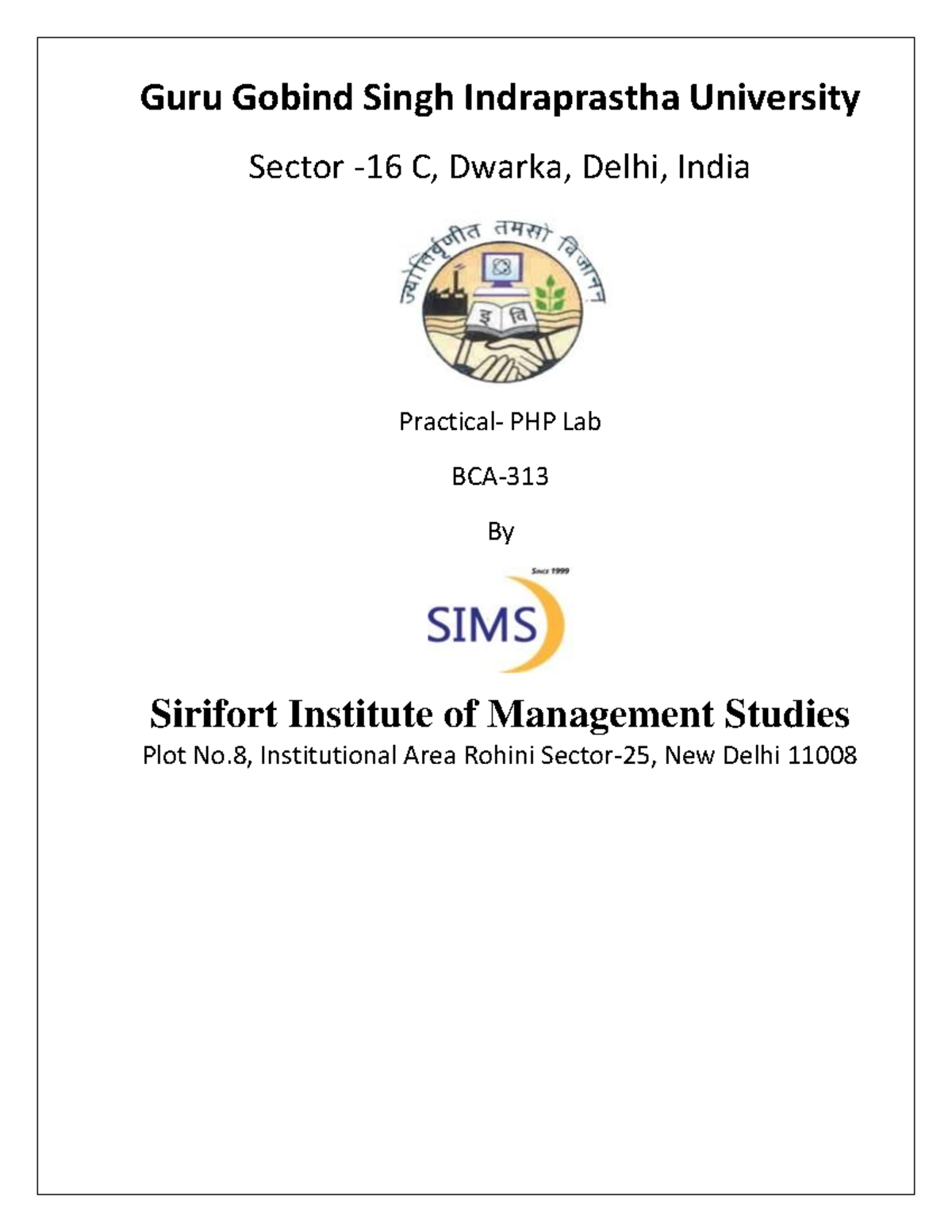 BCA - PHP Lab Practical File: Examples & Program Solutions - Studocu