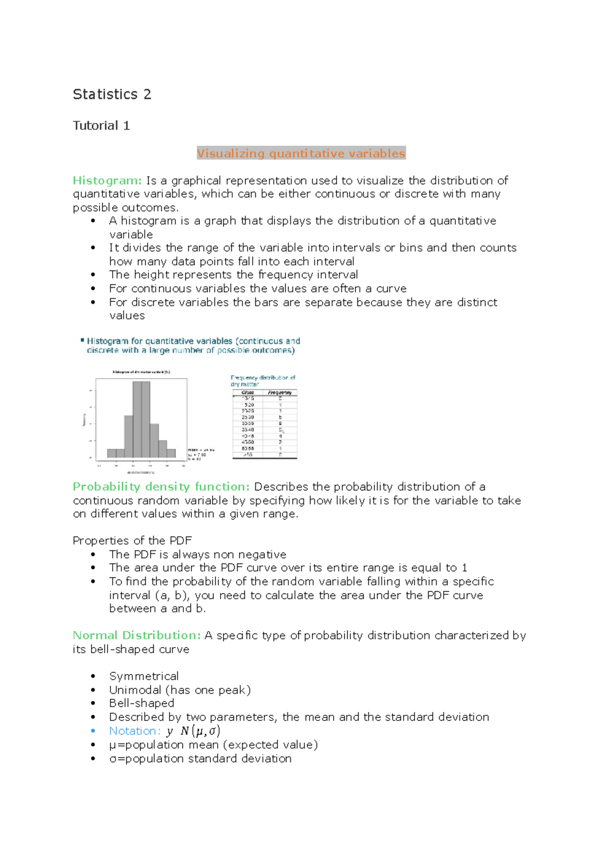 Statistics 2 Summary: Key Concepts & Tutorials on Stat 2 - Studeersnel