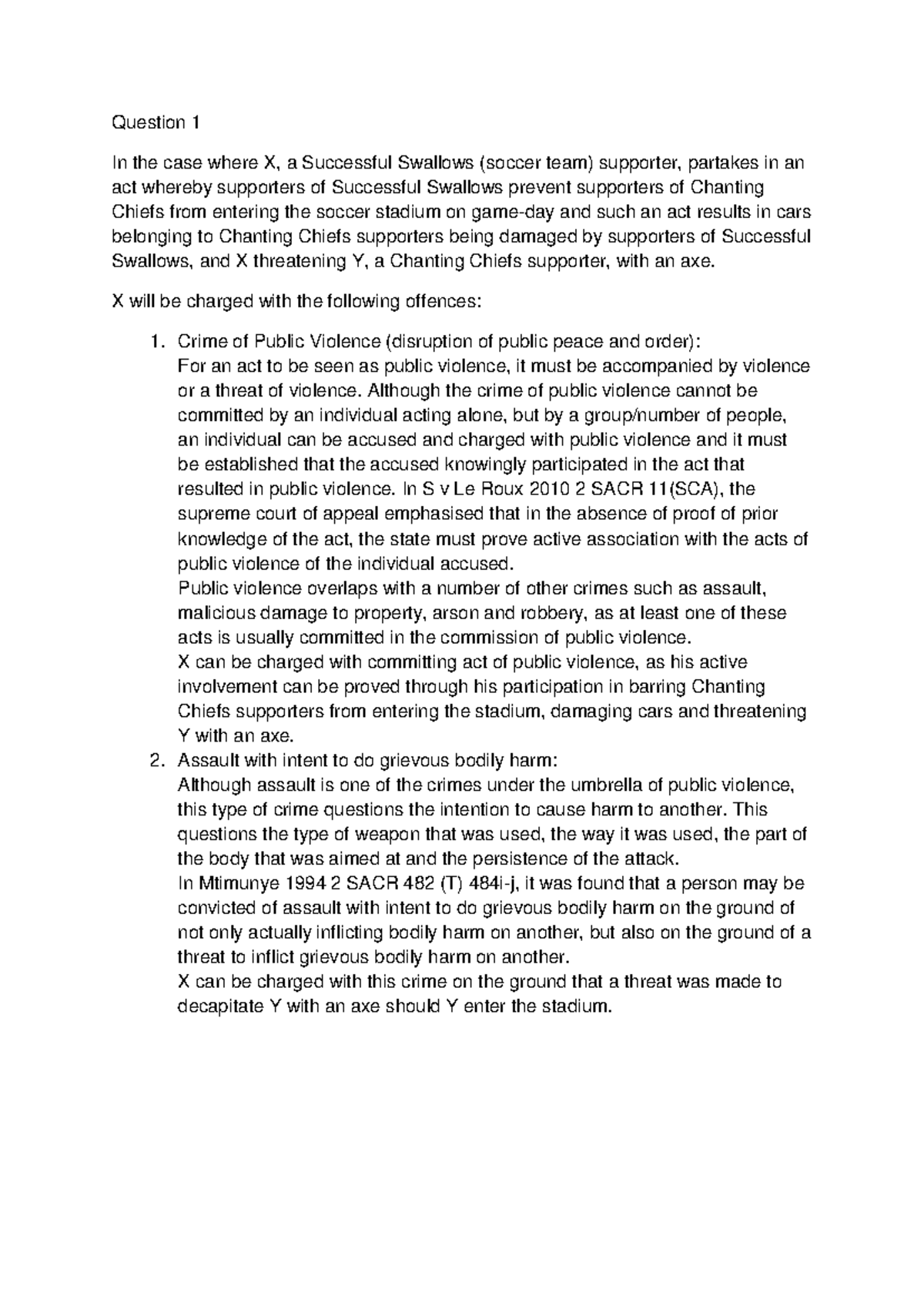CRW22602 Assignment 1 - Analysis of Criminal Offences in Case Scenarios ...