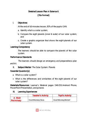 7E Detailed Lesson Plan in Science IV - 7E Detailed Lesson Plan in ...