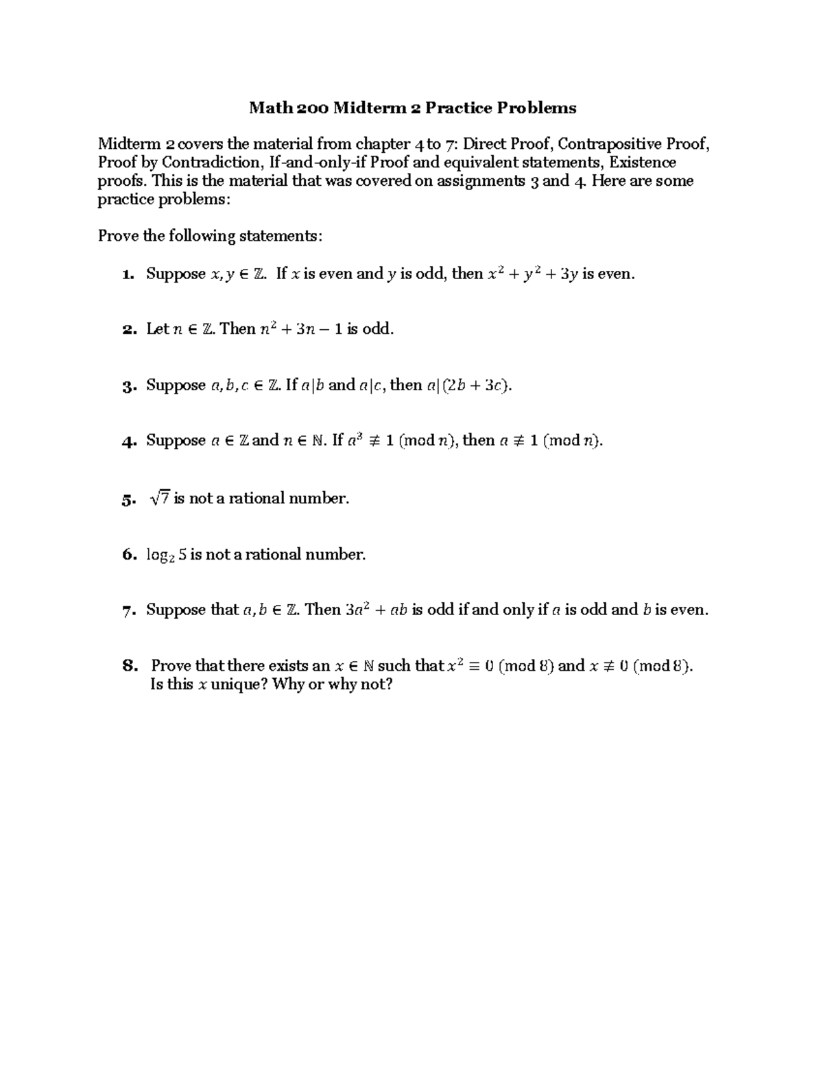 Math 200 Midterm 2 Practice Problems - Math 200 Midterm 2 Practice ...