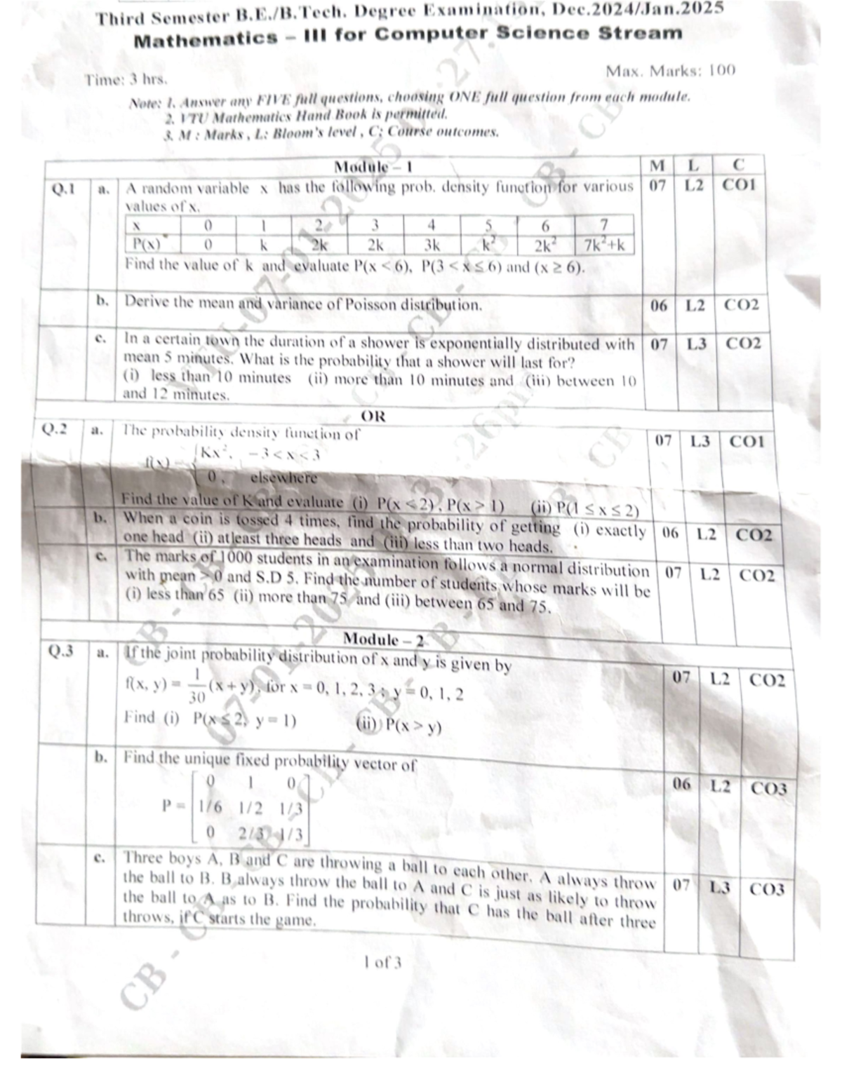 Mathematics for Computer Science: 3rd Semester Exam Guide (1737181106 ...