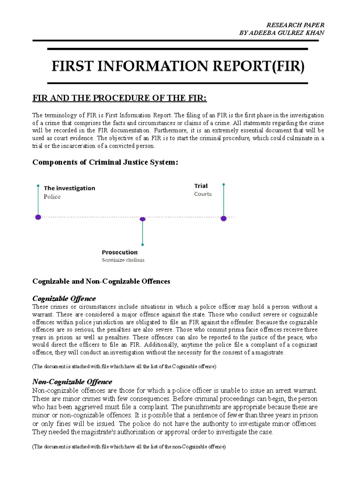 FIR Procedure: Understanding FIR and Its Legal Implications - Studocu