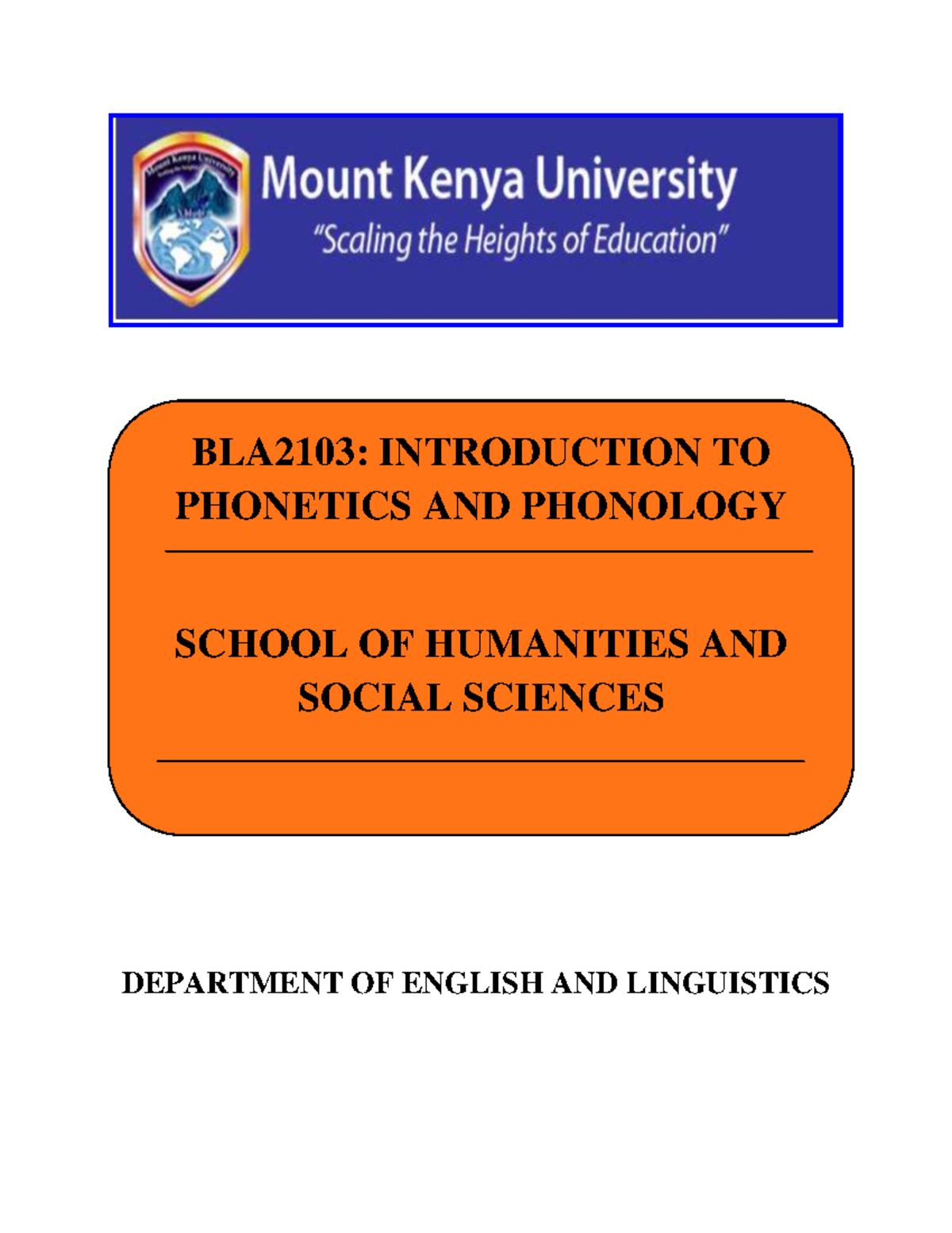 BLA2103: Comprehensive Guide to Phonetics and Phonology Concepts - Studocu