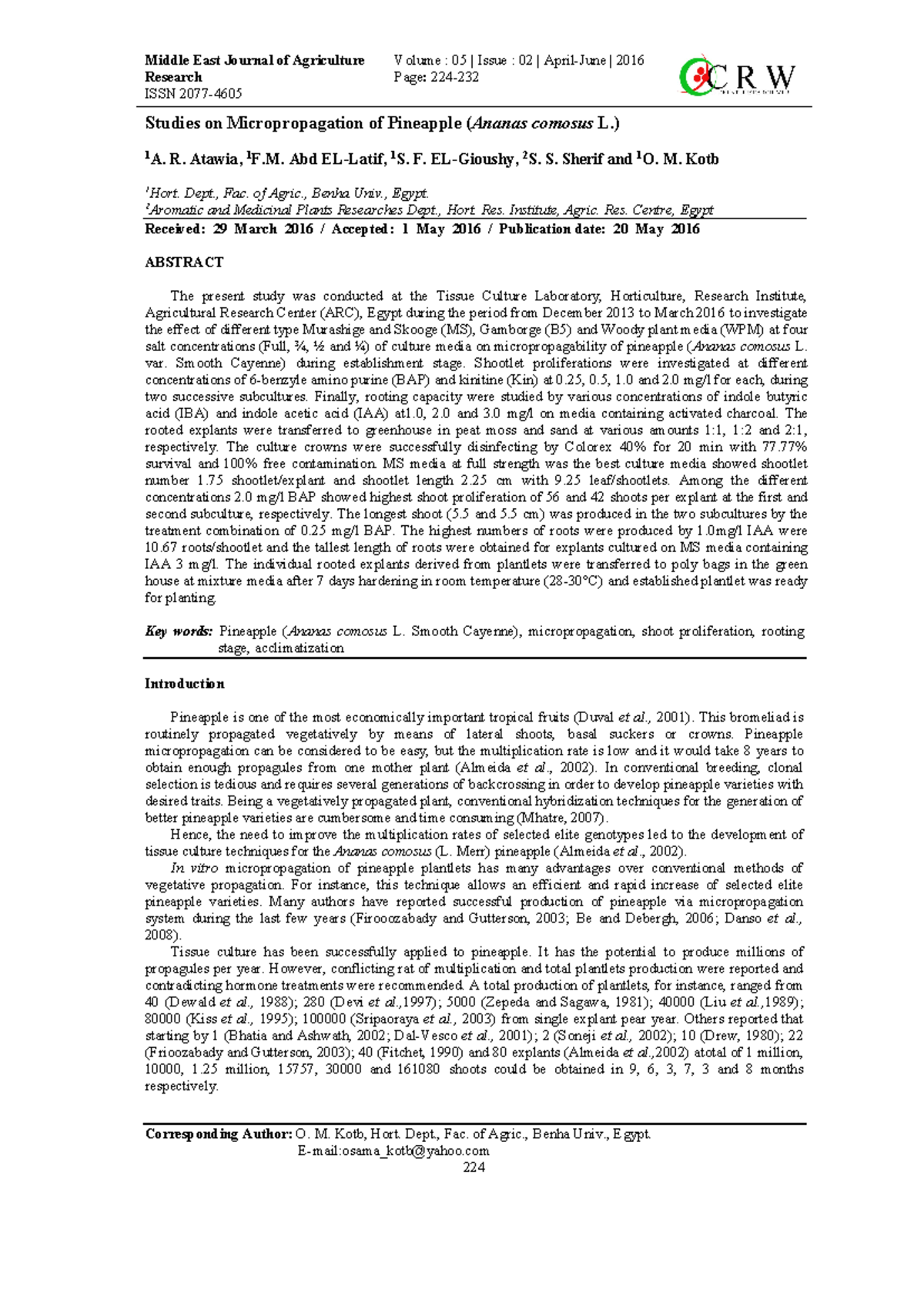 Studies on Micropropagation of Pineapple: Insights and Techniques - Studocu