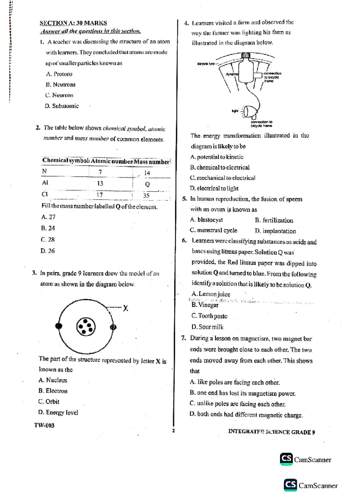 Grade 9 Integrated Science Revision: Key Concepts & Questions - Studocu