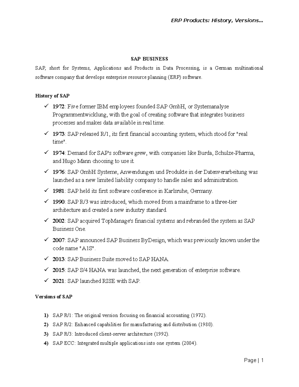 Group 5 ERPM - adsdas - SAP BUSINESS SAP, short for Systems ...