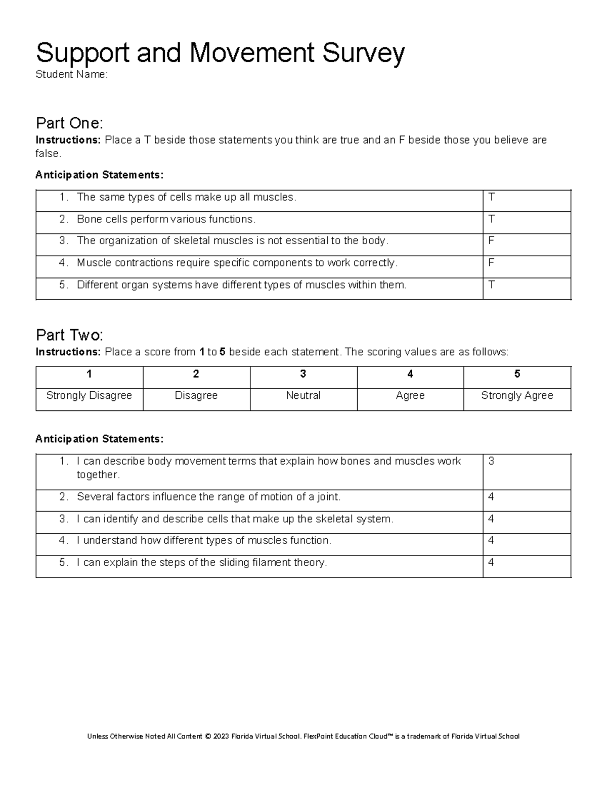 Copy of 2.00 support and movement survey - Support and Movement Survey ...