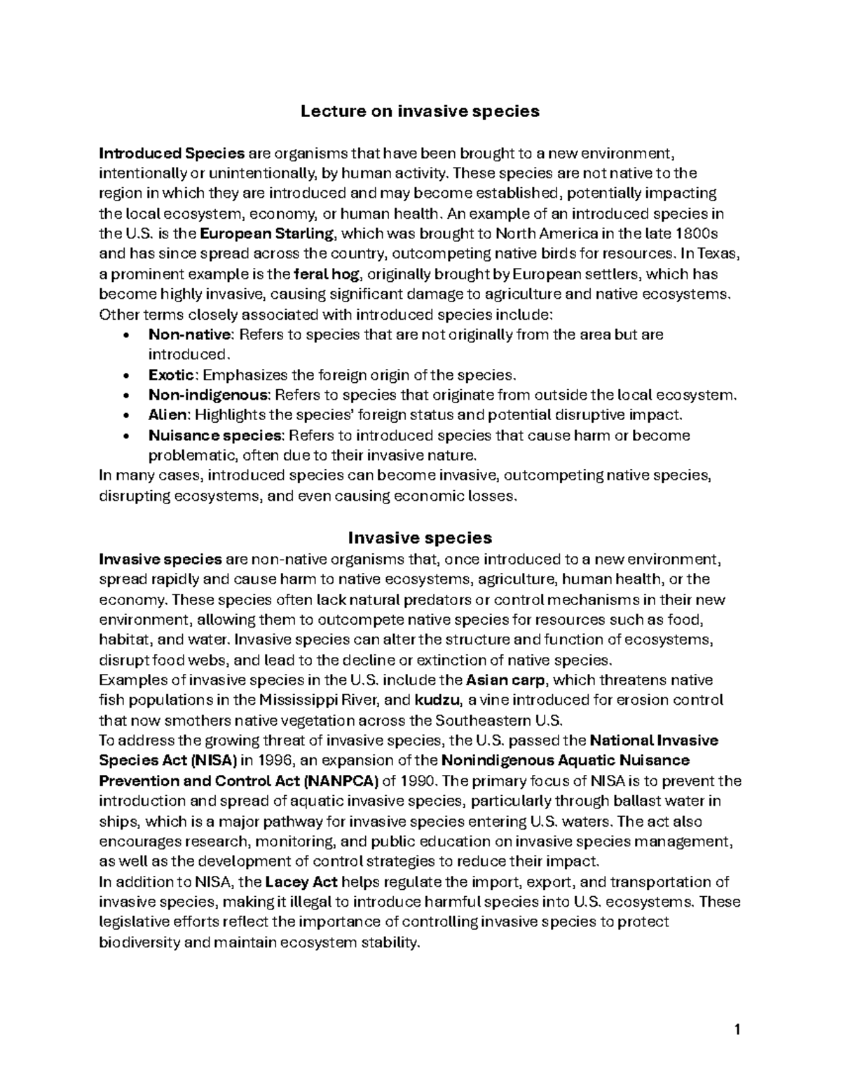 Lecture on Invasive Species: Understanding Their Impact and the Law of ...