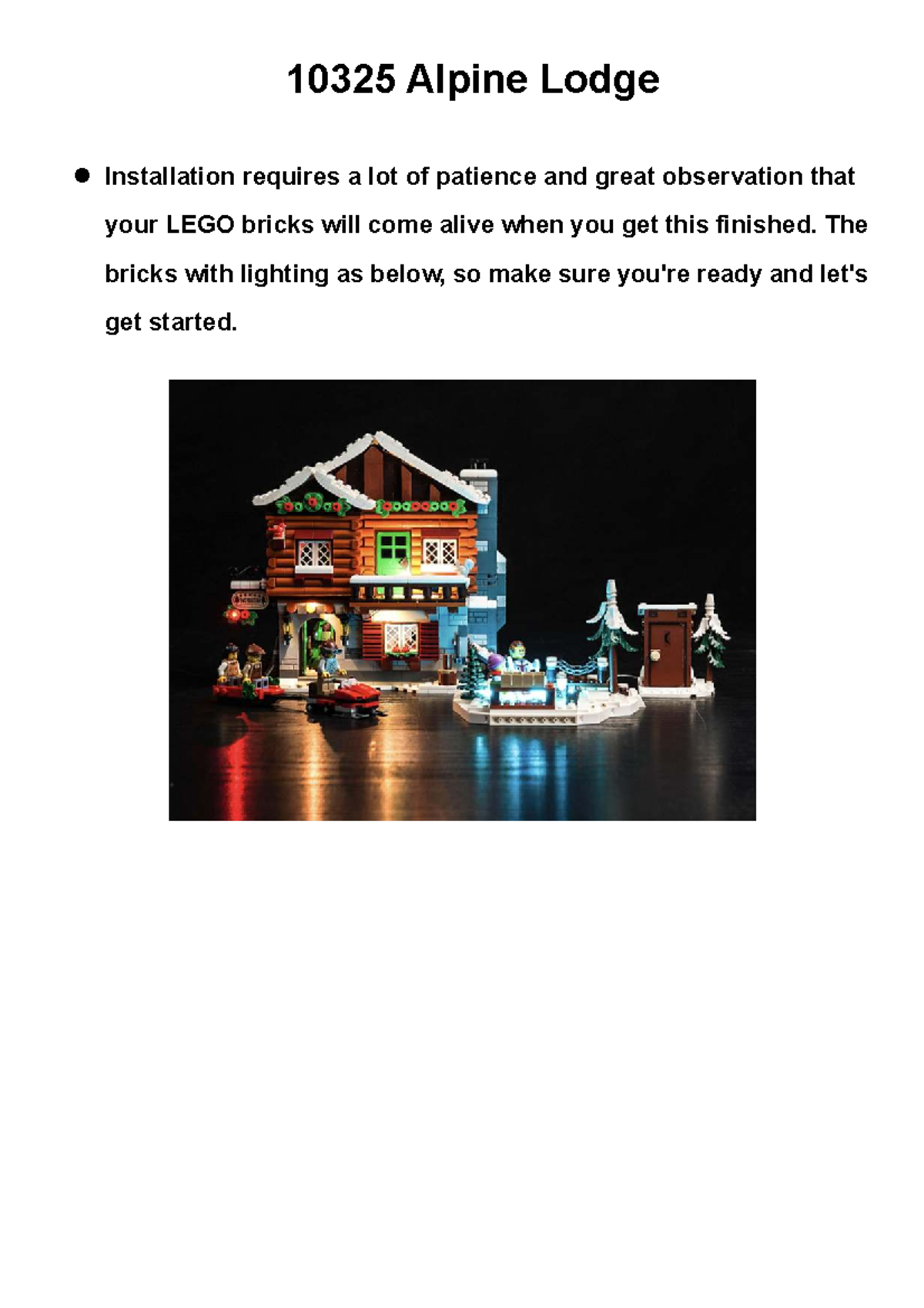 LEGO Lighting Installation Guide for 10325 Alpine Lodge - Studeersnel