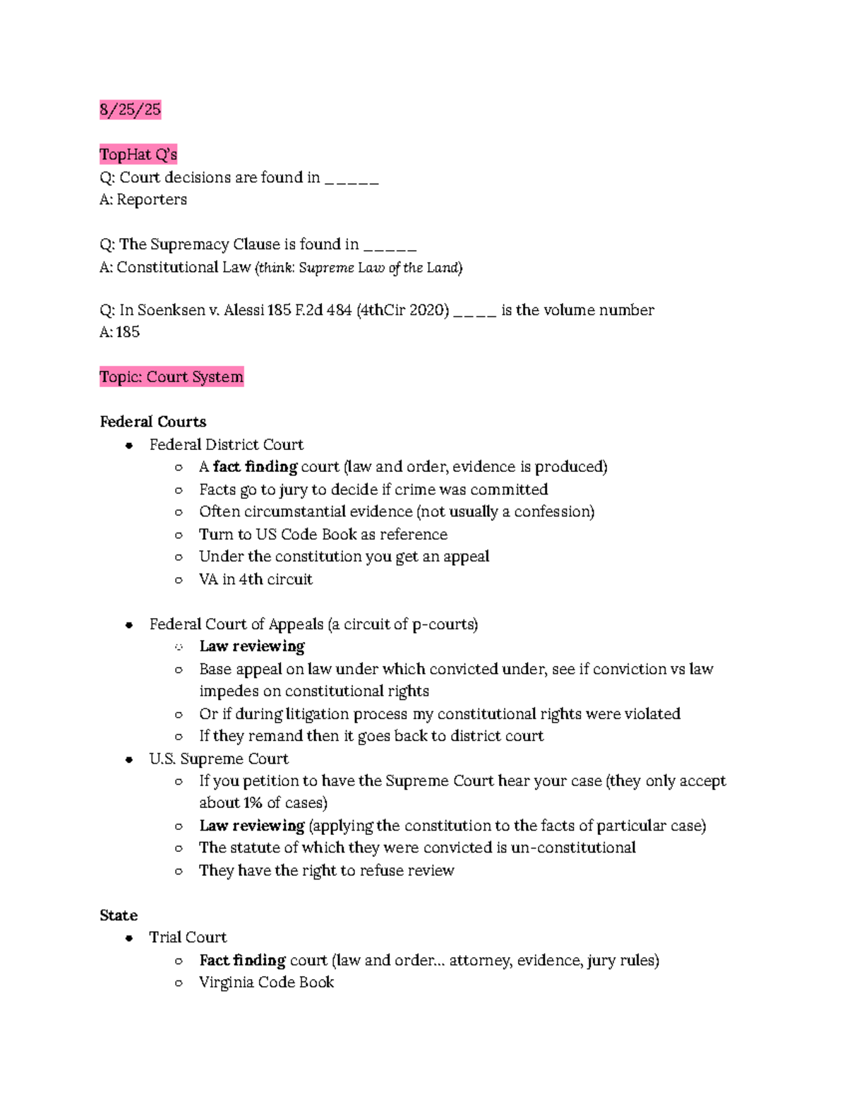 In-Class Exam Notes: Key Supreme Court Cases in First Amendment Law ...